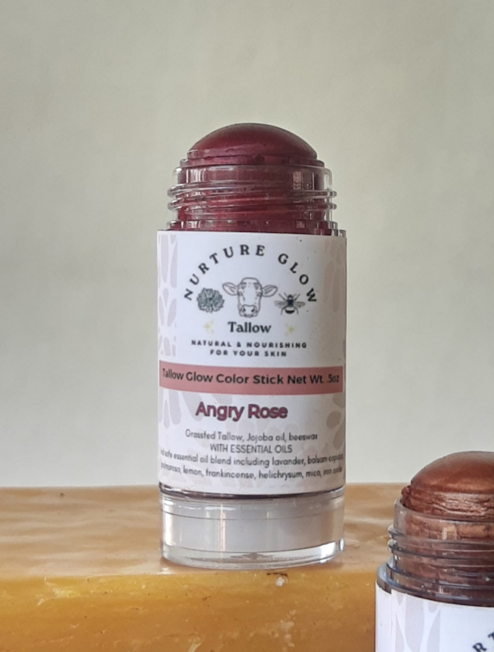 🌸 Angry Rose Cheek & Lip Tint Stick – Nurture Glow Tallow